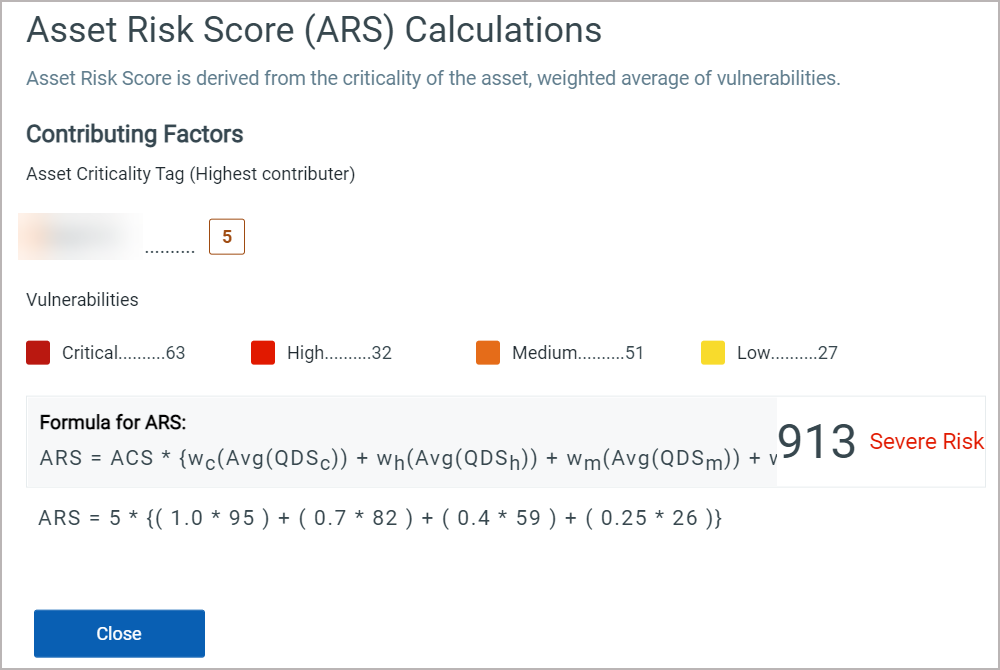 Calculating Asset Risk Score